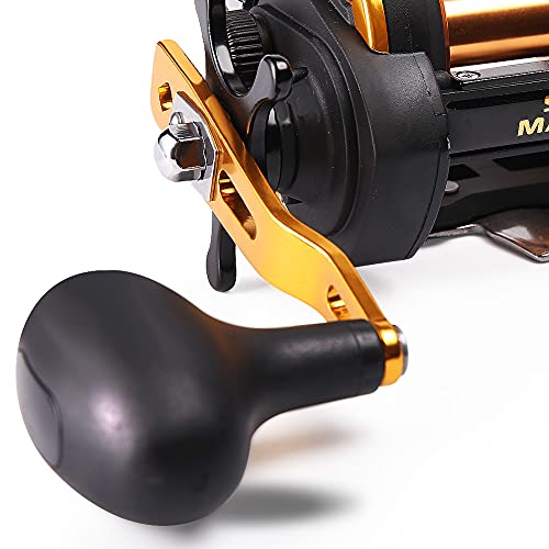 Sougayilang Conventional Reel Trolling Fishing Reel Powerful Drag Fishing Reel for Saltwater Big Game (TS50-gold)