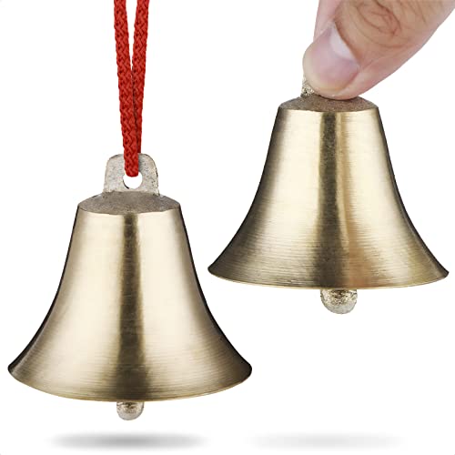 Pack of 2 Pieces Vintage Style Brass Hanging Bell 2 in Tall Clear Ring for DIY Craft Elephant Cow Horse Sheep Dog Camel Bells Home Garden Christmas Tree Decoration Bells KSI