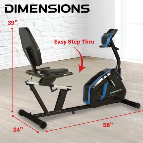 Exerpeutic Recumbent Exercise Bike Bluetooth with 24 Pre-Set Programs | Easy Step Thru| 16 Levels of Resistance