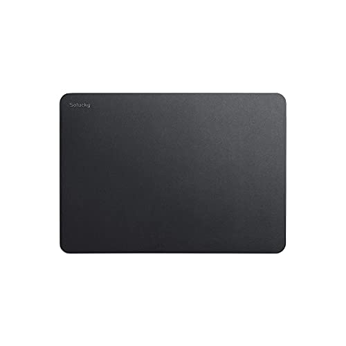 Solucky Leather Mat Desk Pad & Blotter Protector, Flat, Non Slip, 17 x 12 Inches, Black, Ideal for Office and Home