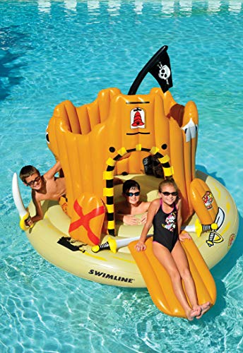 Swimline Pirate Island Pool Float , Black , 82 x 82 62