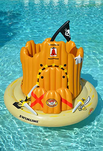 Swimline Pirate Island Pool Float , Black , 82 x 82 62