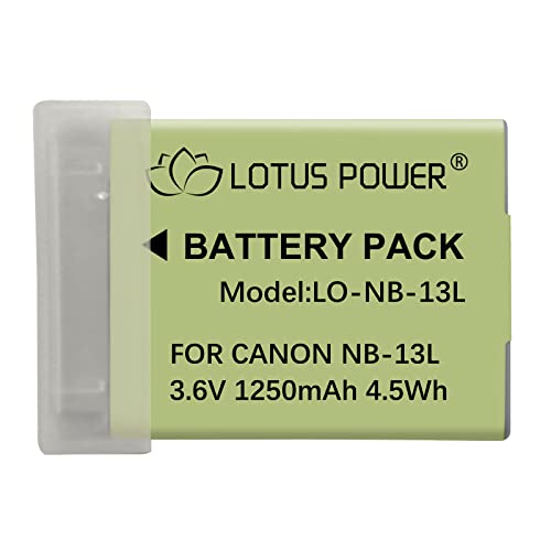 LOTUS POWER Rechargeable NB 13L Battery Replacement High Capacity 1250mAh, NB-13L Battery Pack 3.6V NB13L for SX740 HS / SX720 HS / SX620 HS / G9X2 / G7X Mark III / G7X / G5X Cameras