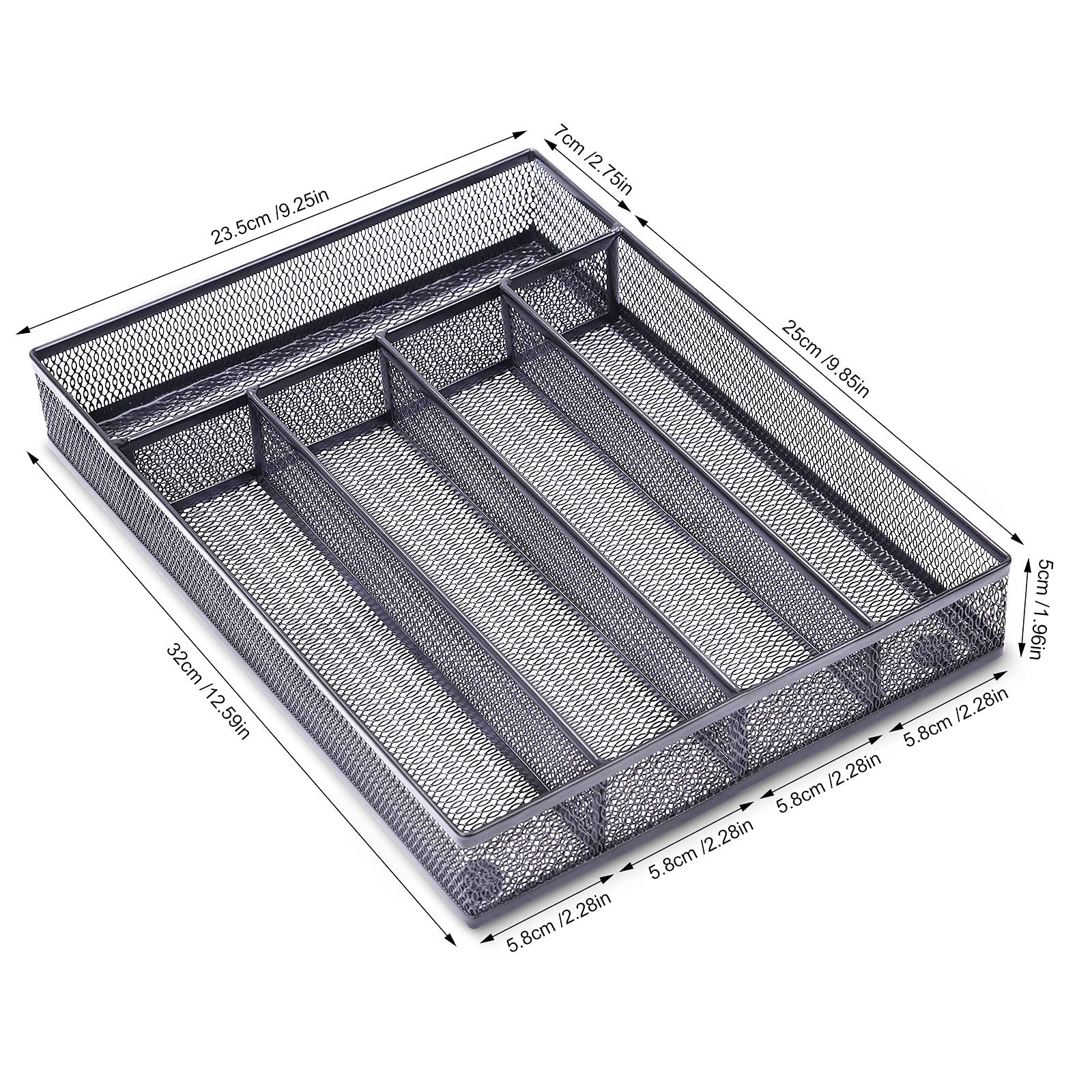 WuGeShop Kitchen Utensil Organizer,Cutlery Holder Organizer in Drawer for Flatware,Utensil Storage Flatware Tray with Anti-slip Mats(Black)