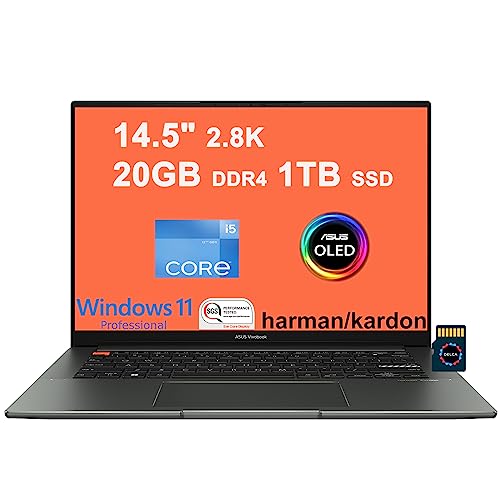 Asus Vivobook S 14X OLED Business Laptop | 14.5'' 2.8K OLED 600nit 100% DCI-P3 | 12th Gen Intel 12-core i5-12500H (>i7-11800H) | 20GB DDR4 1TB SSD | Backlit Thunderbolt Win11 Gray + 32GB MicroSD Card