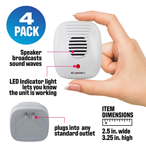 Bell + Howell Ultrasonic Pest Repeller Home Kit (Pack of 4), Ultrasonic Pest Repeller, Pest Repellent for Home, Bedroom, Office, Kitchen, Warehouse, Hotel, Safe for Human and Pet