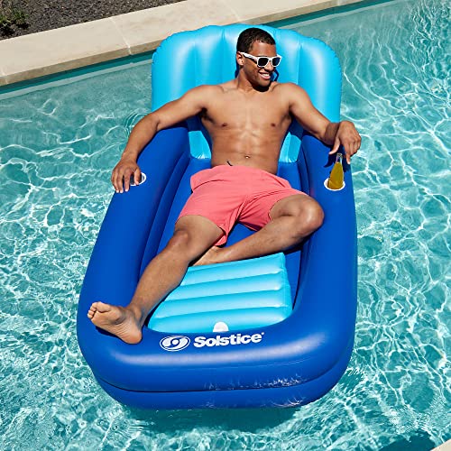 Swimline 15181SF Inflatable Swimming Pool or Lake Floating Lounger Cooler Couch with 2 Built-in Cupholders and Onboard Ice Cooler, Blue (2 Pack)