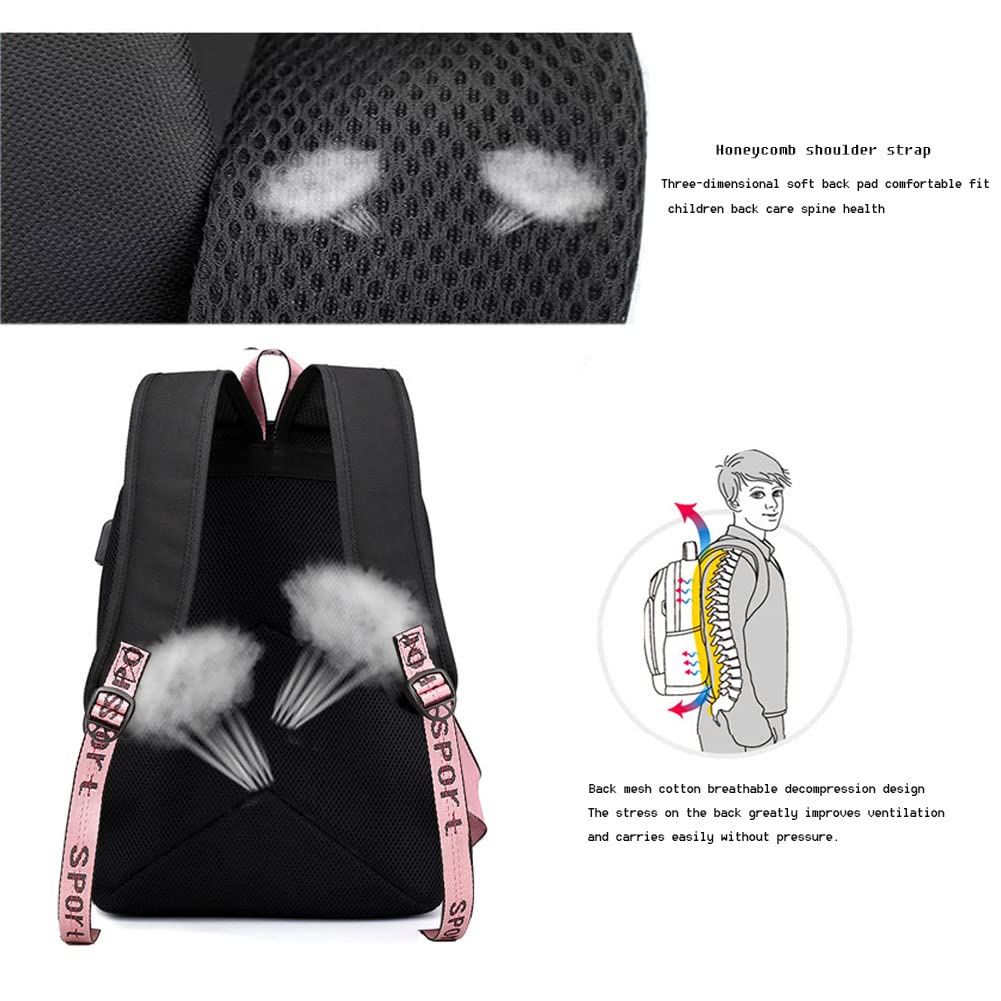 WZCSLM 15.6 Inch Stylish Computer Backpack Teens Bag College School Casual Daypack With USB Port Business (black)