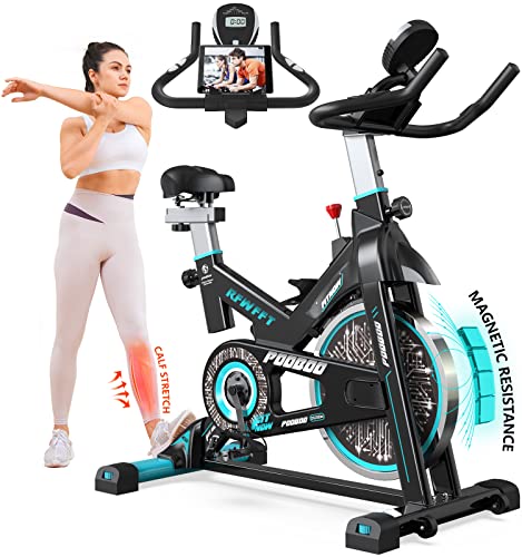 pooboo Magnetic Resistance Indoor Cycling Bike, Belt Drive Indoor Exercise Bike Stationary LCD Monitor with Ipad Mount &Comfortable Seat Cushion for Home Cardio Workout Cycle Bike Training Upgraded Version