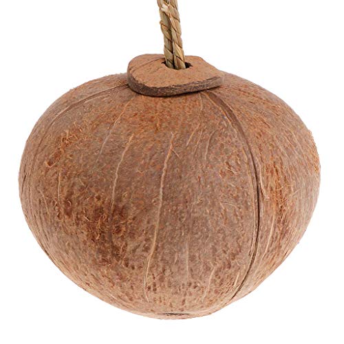 Bird Feeder Natural Coconut Shell Bird Nest with Hanging Lanyard, Birdhouse Hut Cage Feeder Toy for Pet Parrot