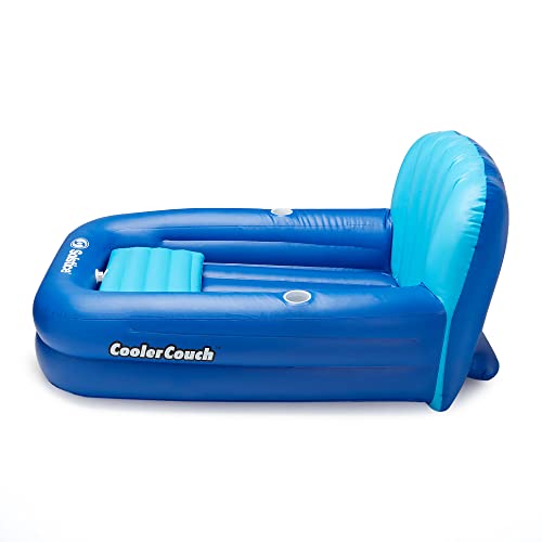 Swimline 15181SF Inflatable Swimming Pool or Lake Floating Lounger Cooler Couch with 2 Built-in Cupholders and Onboard Ice Cooler, Blue (2 Pack)