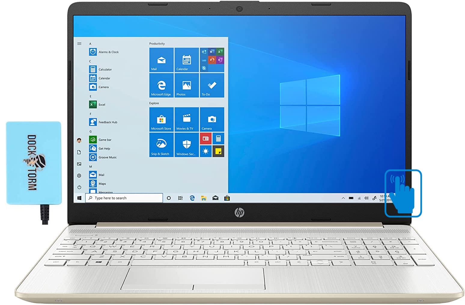 HP 15t-dw300 15.6" IPS HD Touchscreen Ultra-Thin & Light Laptop (Intel i5-1135G7 4-Core, 64GB RAM, 1TB PCIe SSD, Intel Iris Xe, 1366x768, WiFi 5, Bluetooth 5, HD Webcam, Win11 Pro) w/Hub