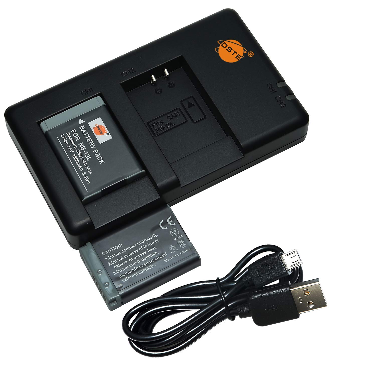 DSTE Replacement for 2X NB-13L + Dual Charger with Micro USB Cable Compatible Canon PowerShot SX740 G5X G7X G9X G7 X Mark II G9X Mark II SX620 HS SX720 HS SX730 HS G1 X Mark III G5 X Mark II as NB13L