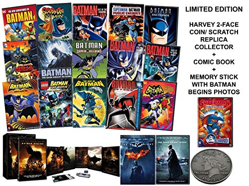 Ultimate Batman Collector's Edition Limited Gift-Set (Includes 2-Face Harvey Coin Replica, Comic Book) Batman Begins / Dark Knight / Dark knight Rises + 15 Animated Movies (Bonus: Superman Bizarro)