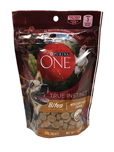 Purina One True Instinct Bites Dog Treats Bundle of 2 Pouches, 7 oz Each