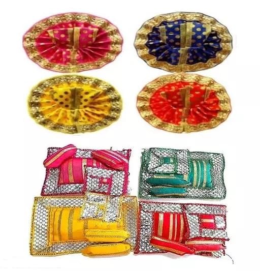 Bal Gopal Krishna Laddu Gopalji Thakur Ji Kanha Dress Size 1 No 4 Pcs Multicolor and Multidesign and 4 Pcs Bister Set