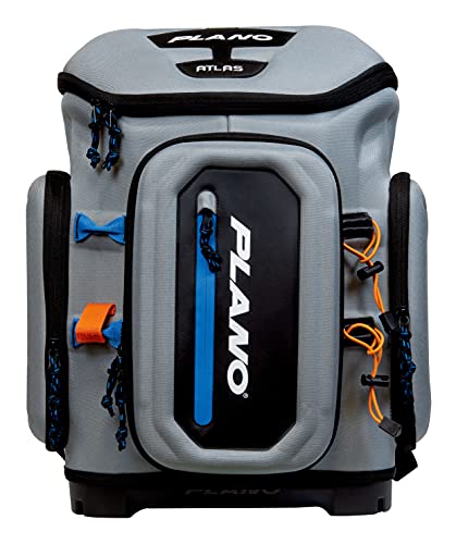 Plano Atlas 3700 Tackle Fishing Backpack, Gray EVA Material, Includes 3 3750 StowAway Utility Boxes for Worms, Lures, & Baits, Waterproof & Non-Skid Base