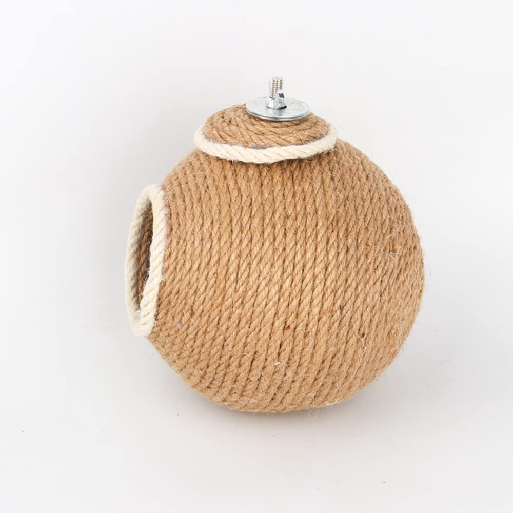 WCDJOMOP Sugar Glider House Natural Coconut Shell Hemp Rope Hut Hide Out Nest for Sugar Glider Hamster Squirrel Bird Parakeet,Cage Habitats Decor, Bird Cage Toy (Screw Fixed)