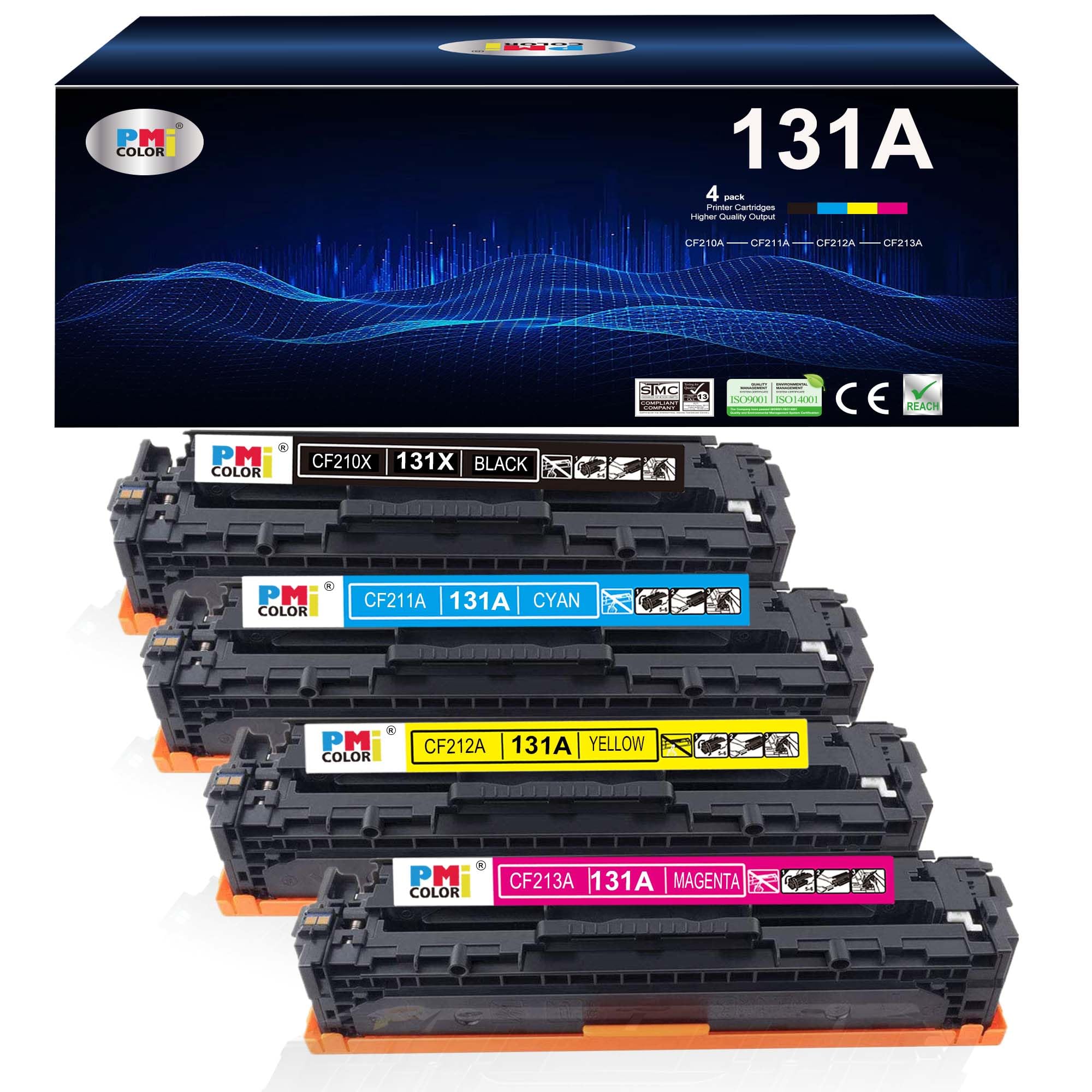 4-Pack Compatible HP 131A Black,Cyan, Magenta, Yellow Toner Cartridges Works with HP Pro 200 Color MFP M276nw,M251n,M251nw,M276n Printer Ink