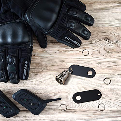 2 Pieces Motorcycle Bell Hangers Motorcycle Luck Riding Bell Hangers and 2 Pieces Split Rings, Fits for Any Bells, Compatible with (Black)