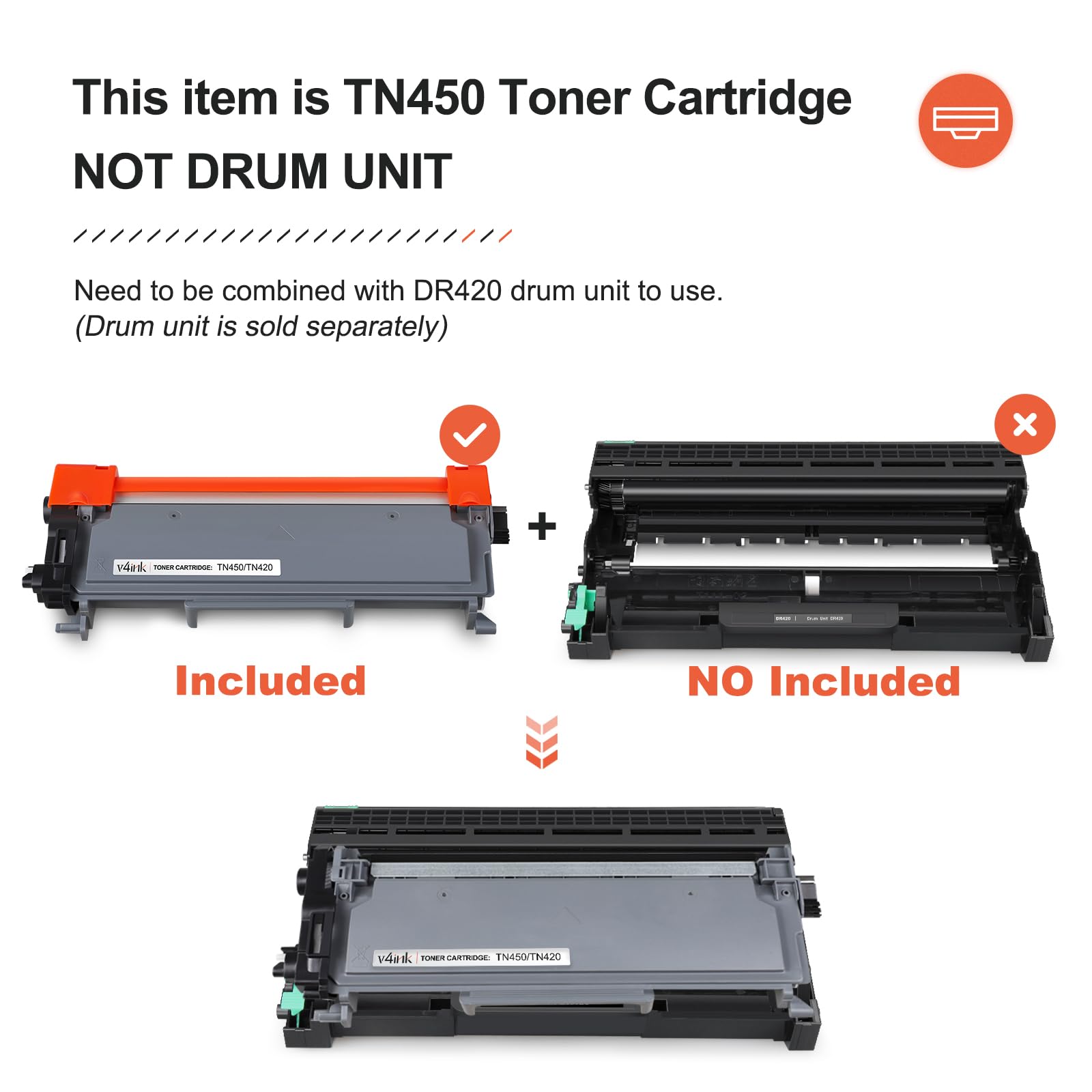 v4ink Compatible Toner Cartridge Replacement for Brother TN450 TN420 Black Toner Cartridge High Yield Use for HL-2240d HL-2270dw HL-2280dw MFC-7360n MFC-7860dw IntelliFax 2840 2940 Printer 2 Packs