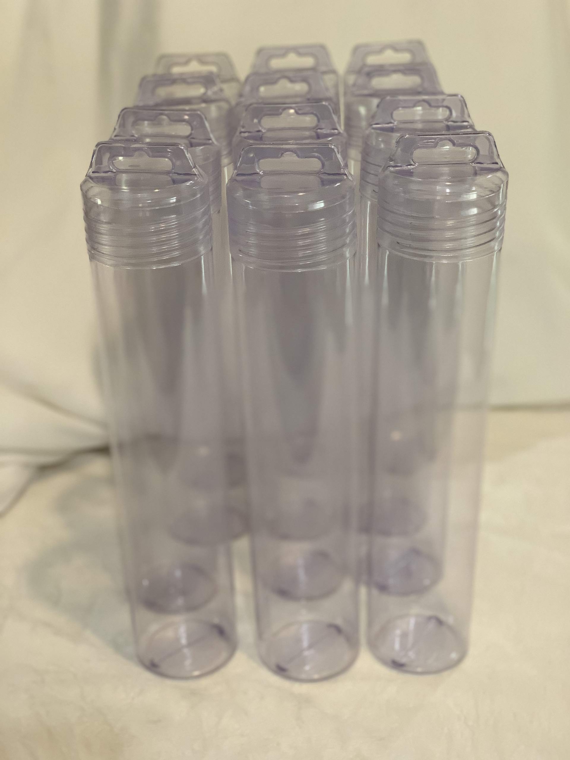 Plastic Clear Tubes Extra Large Containers Storage Shipping Organizing 12 pcs Transparent with Caps