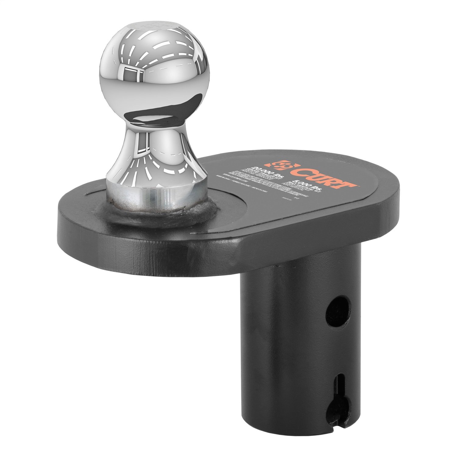 CURT 60602 Double Lock Offset Gooseneck Ball, 4-Inch Offset, 20,000 lbs, 2-5/16-Inch Diameter , Black
