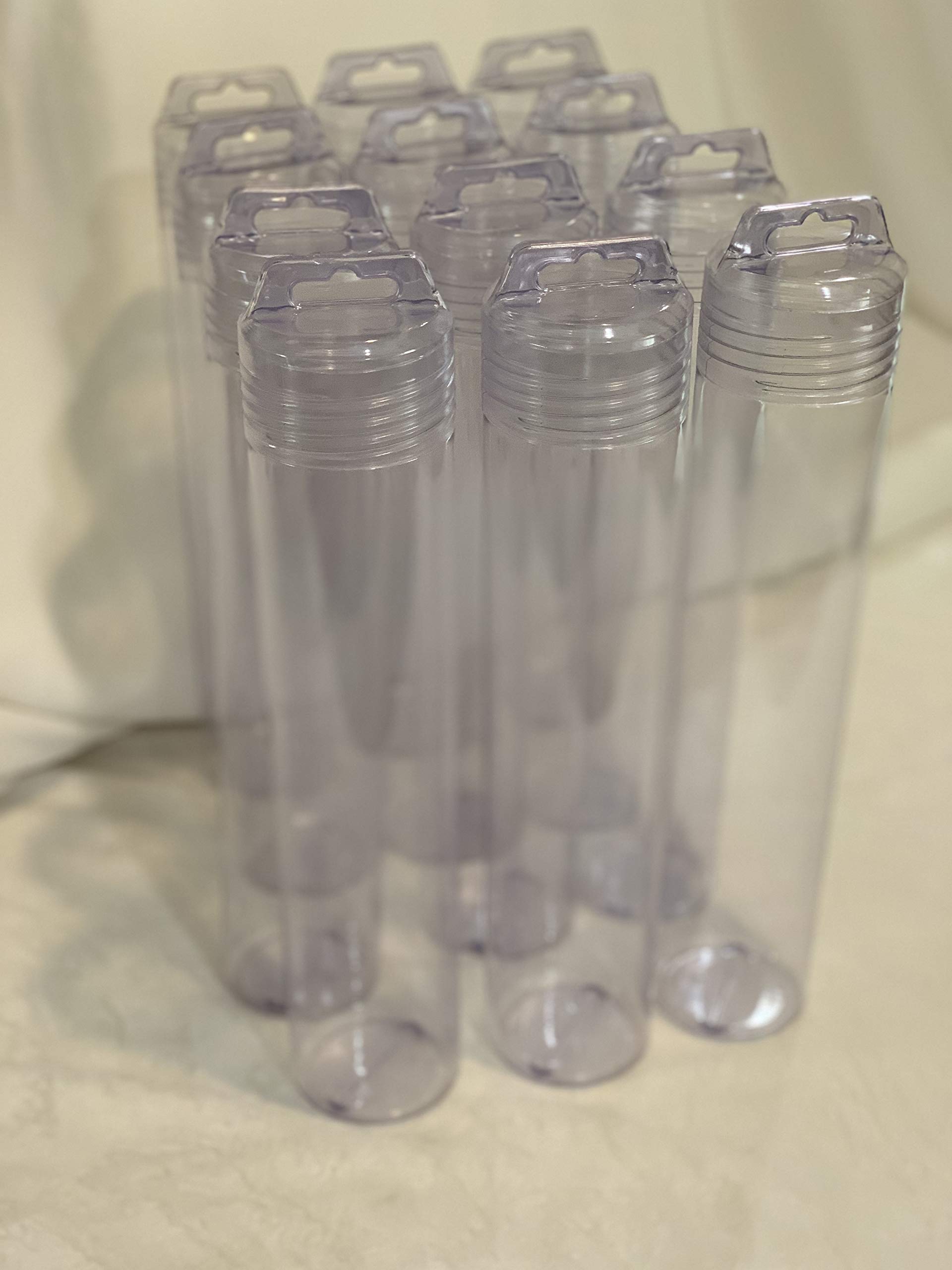 Plastic Clear Tubes Extra Large Containers Storage Shipping Organizing 12 pcs Transparent with Caps