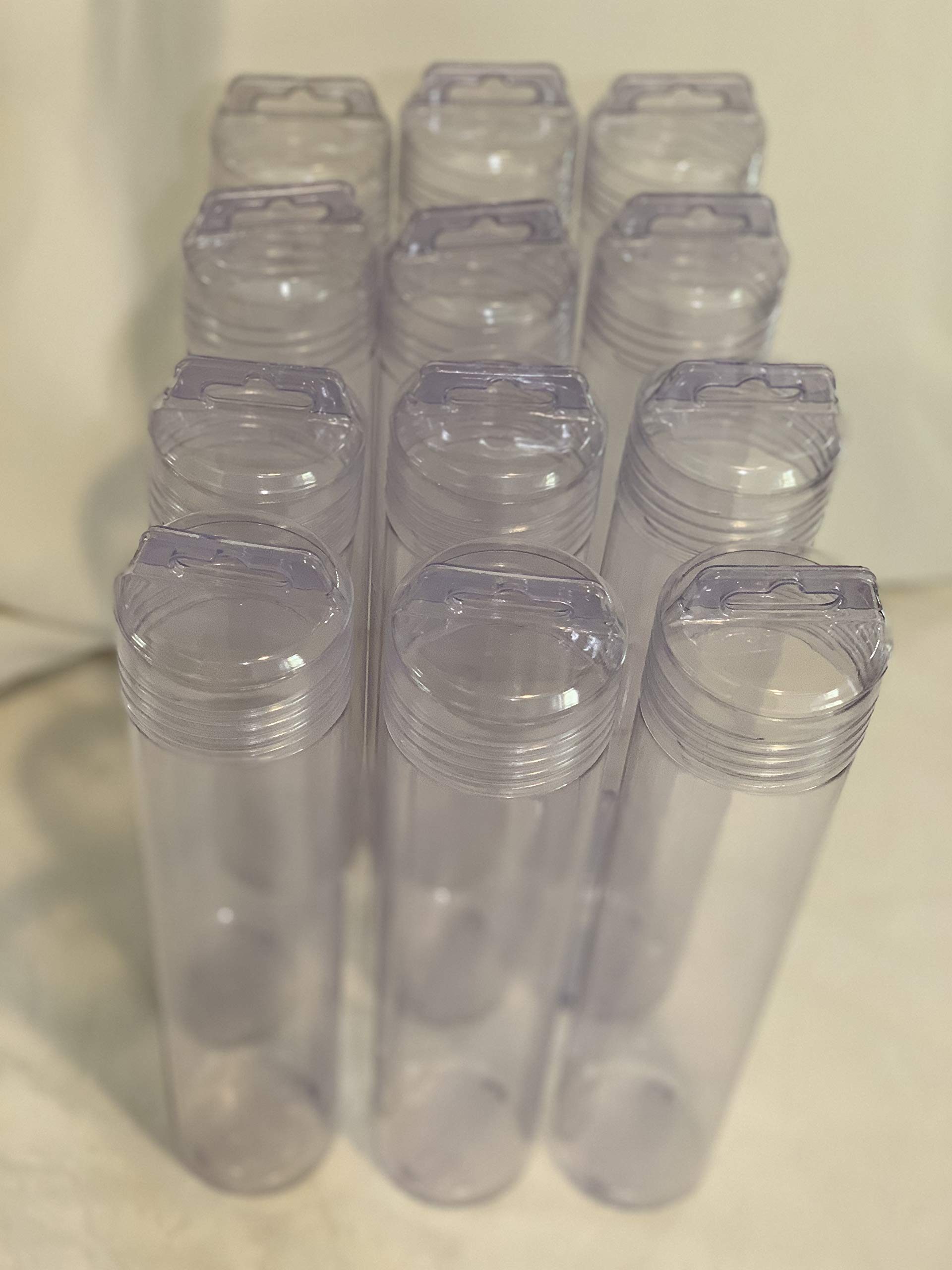 Plastic Clear Tubes Extra Large Containers Storage Shipping Organizing 12 pcs Transparent with Caps
