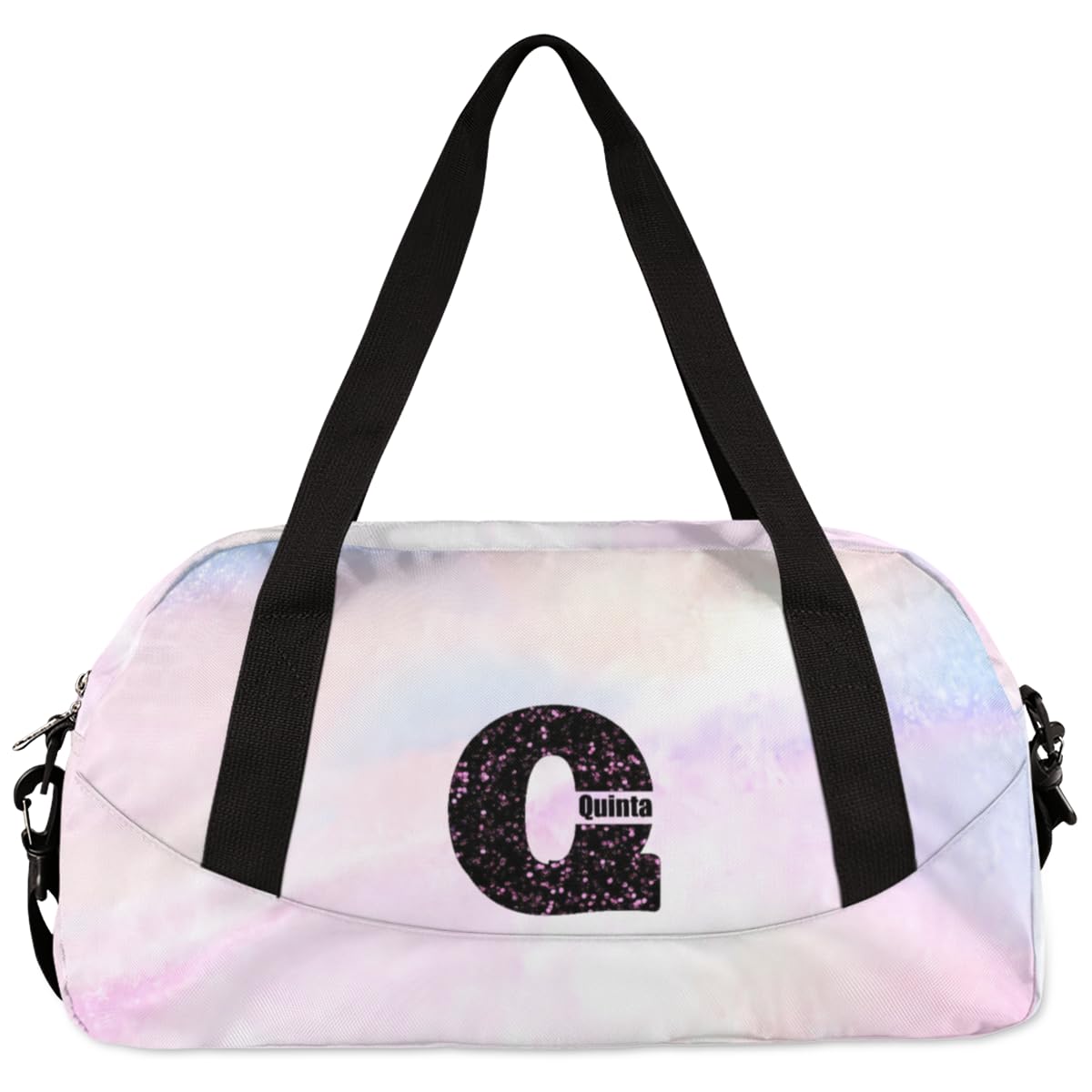 Personalized Gym Bag for Girls Teens, Custom Dance Bag Overnight Small Duffel Bag Carry On Weekend Sports Travel Bag for School Practice Gymnastics Ballet, Gradient Star Spots-Q