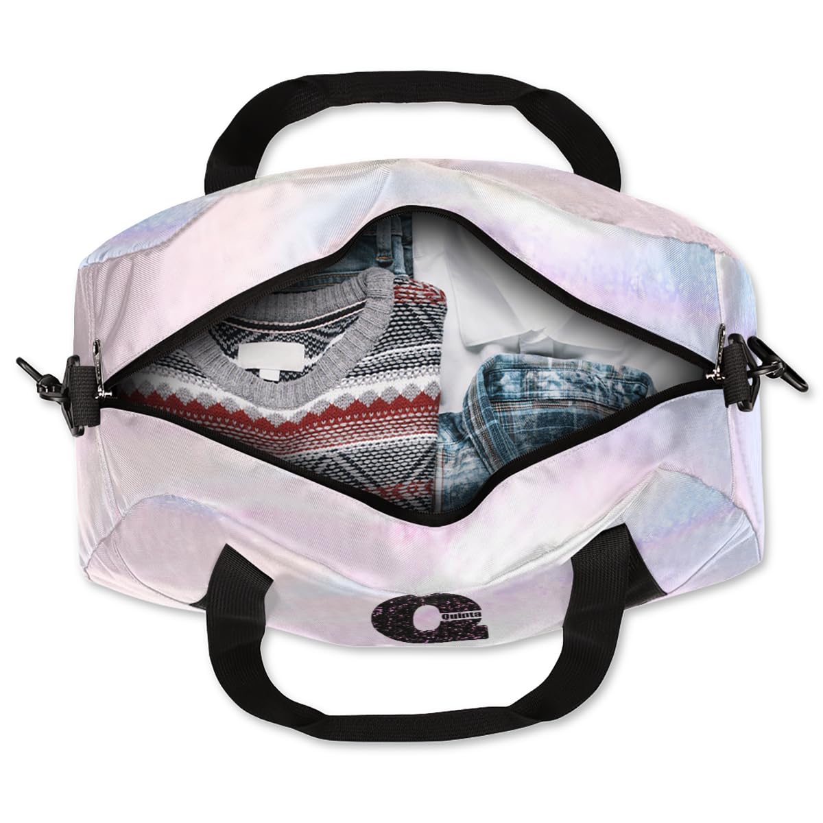Personalized Gym Bag for Girls Teens, Custom Dance Bag Overnight Small Duffel Bag Carry On Weekend Sports Travel Bag for School Practice Gymnastics Ballet, Gradient Star Spots-Q
