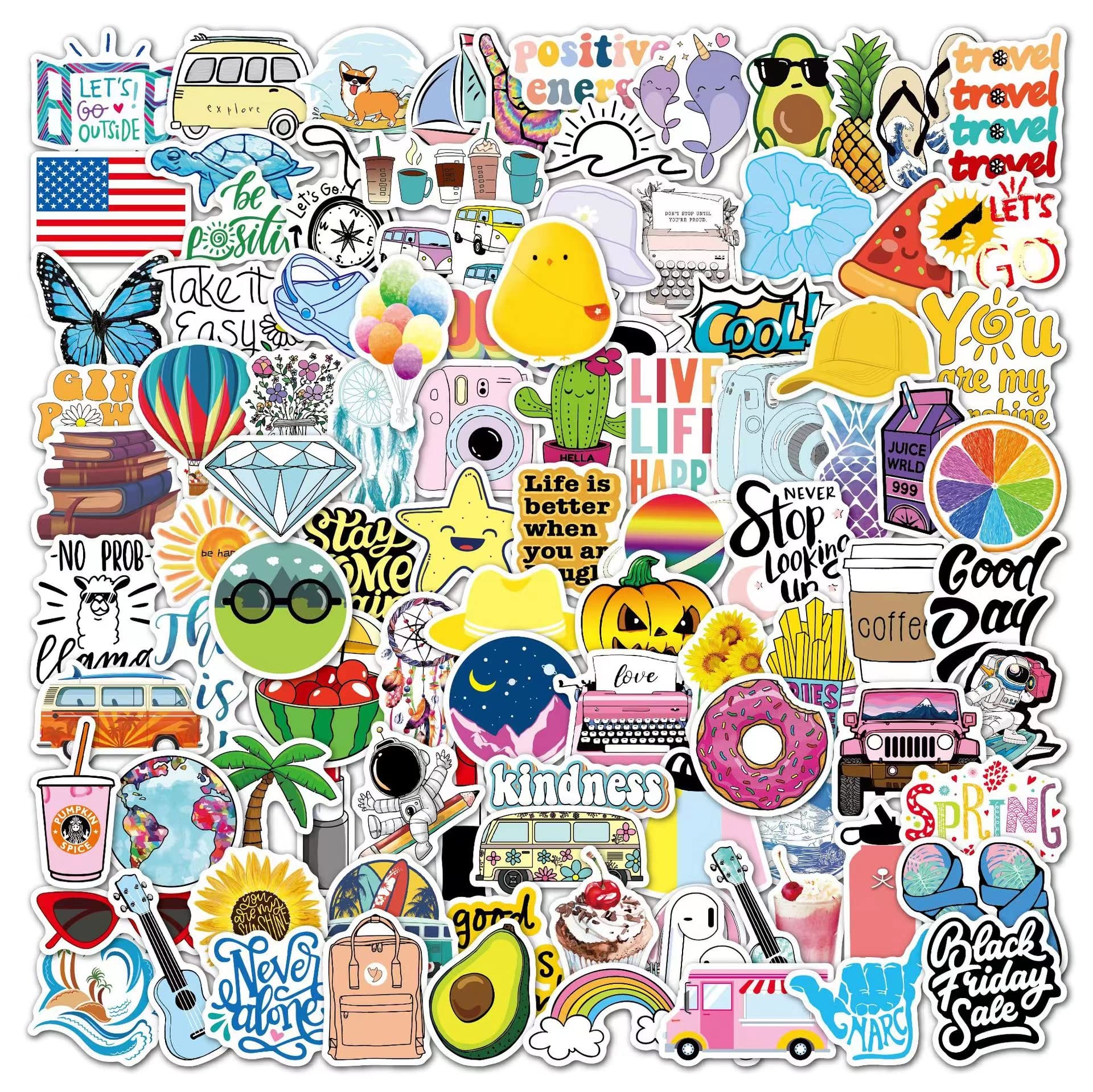Taeekiy 100 Pcs Cute Aesthetic Stickers, Kawaii Stickers for Kids Teens Girls Mens Adults Waterproof Vsco Vinyl Cute Stickers Aesthetic for Water Bottles,Laptop, Phone Etc (Kawaii Stickers)