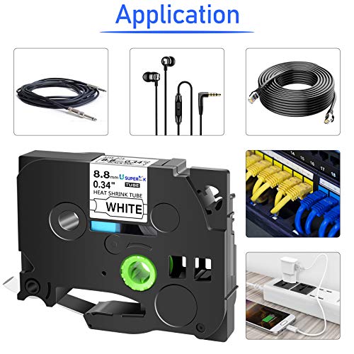 SuperInk 1 Pack Compatible for Brother HSe-221 HSe221 HS-221 HS221 Black on White Heat Shrink Tube Label Tape use in PT-D210 PT-D400 PT-E300 PT-E500 PT-P750WVP Printer (0.34''x 4.92ft, 8.8mm x 1.5m)