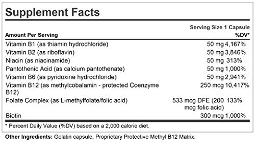 ANDREW LESSMAN High Potency B-Complex 180 Capsules - with High Levels of Folate Complex & Biotin, Promotes Cellular Growth, Energy, Immune Function, Detoxification, Fat Metabolism & More