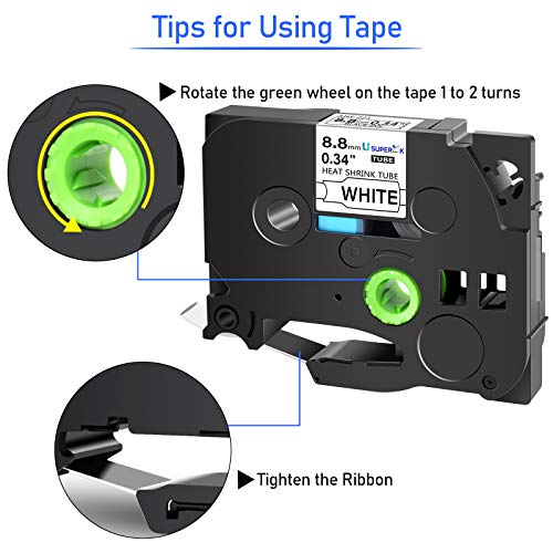SuperInk 1 Pack Compatible for Brother HSe-221 HSe221 HS-221 HS221 Black on White Heat Shrink Tube Label Tape use in PT-D210 PT-D400 PT-E300 PT-E500 PT-P750WVP Printer (0.34''x 4.92ft, 8.8mm x 1.5m)