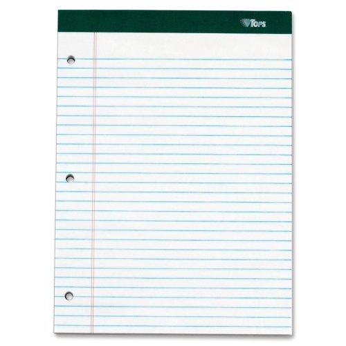 TOPS Double Docket Ruled Pads, 8 1/2 x 11 3/4, White, 100 Sheets, 6 Pads/Pack