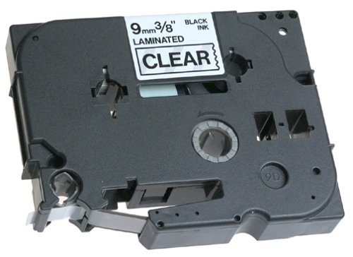 Brother 3/8 Inch x 26.2 Feet Black on Clear for P-Touch (TZ121)