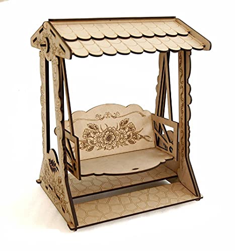 SIXFIRE Krishna Jhula Swing Wooden Jhula Swing For Laddu Gopal Kanha Jhula Wooden Crafted Jhula For Gopal,(Size-‎ 22 x 18 x 2)