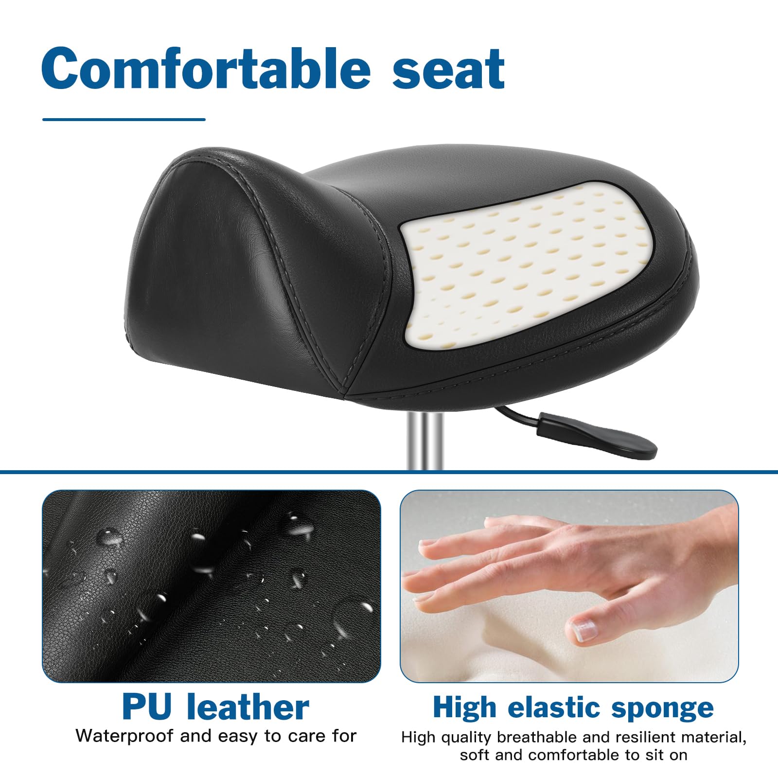 Ergonomic Saddle Stool/Professional Saddle Chair-Adjustable Stool with Wheels,Heavy-Duty Saddle Stool Rolling Chair for Clinic Dentist Spa Massage Salons Studio Tattoo