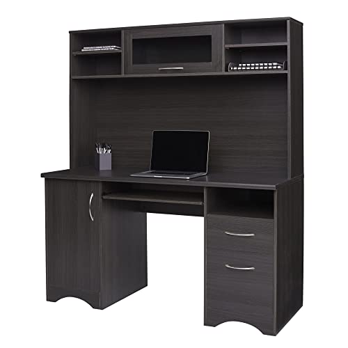 RealspaceĀ® Pelingo 56"W Desk with Hutch, Dark Gray