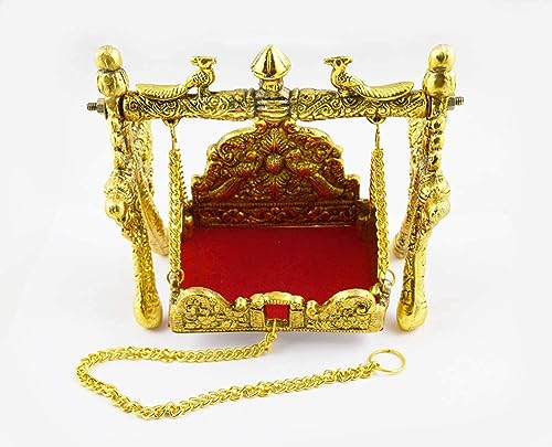 Laddu Gopal Metal jhula Traditional Metal Gold Plated Laddu Gopal Krishna Pooja Jhula