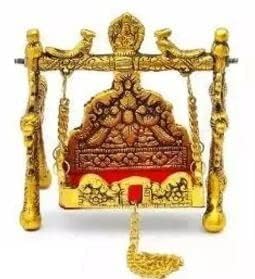 Laddu Gopal Metal jhula Traditional Metal Gold Plated Laddu Gopal Krishna Pooja Jhula