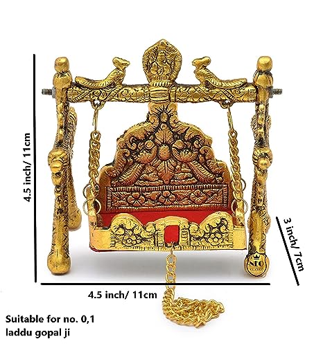 Laddu Gopal Metal jhula Traditional Metal Gold Plated Laddu Gopal Krishna Pooja Jhula