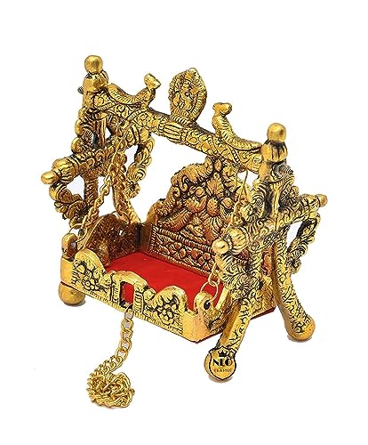 Laddu Gopal Metal jhula Traditional Metal Gold Plated Laddu Gopal Krishna Pooja Jhula