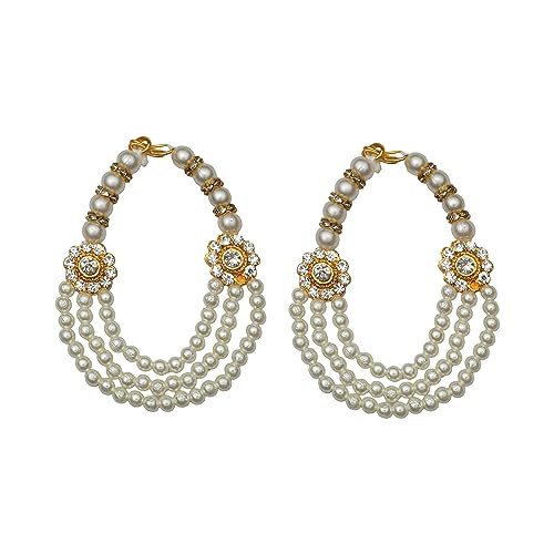 Set of 2 White Moti Mala Set for Laddu Gopal/Devi Maa/Radha Krishna/God Goddess Haar Sringar Set Deities jewellary Set for Janmashtami All God Idol Statue for Holi Festival Decoration(Size:-3'')