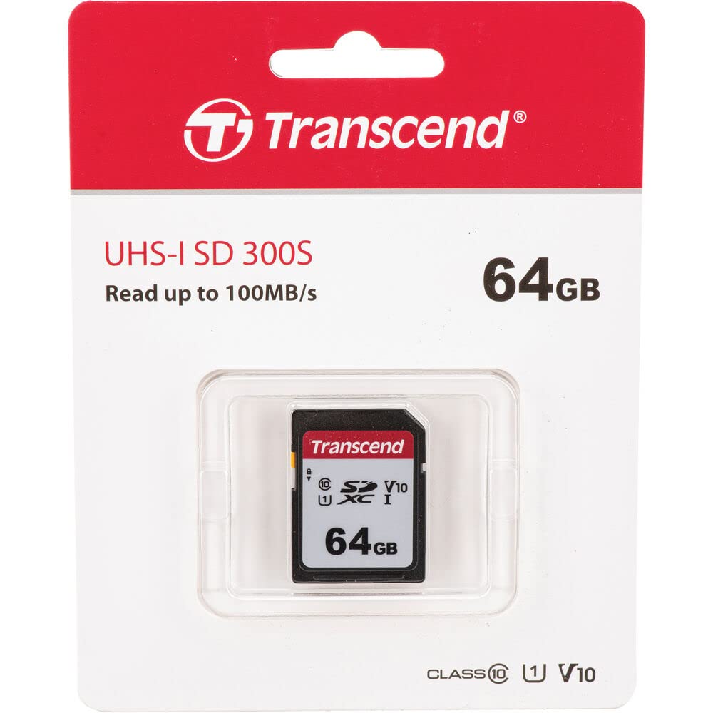 Transcend 64GB Secure Digital SDXC UHS-I Memory Card, Compatible with Canon PowerShot SX620 HS Digital Camera - Class 10, U1, 100MB/s, 300 Series - Pack of 2