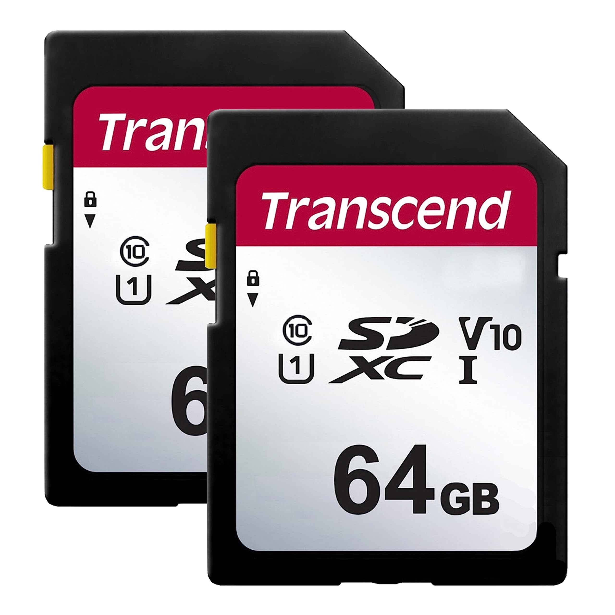 Transcend 64GB Secure Digital SDXC UHS-I Memory Card, Compatible with Canon PowerShot SX620 HS Digital Camera - Class 10, U1, 100MB/s, 300 Series - Pack of 2