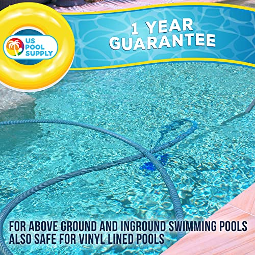 U.S. Pool Supply Weighted Pool Vacuum Head, Transparent Curved Half Moon Body - Swivel Connection, Pole Handle - for Above Ground & Inground Swimming Pools β Vinyl Liner Floor, Wall, Corner Cleaner