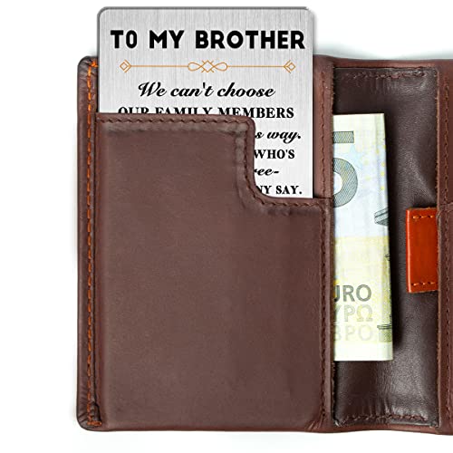 Brother Wallet Insert Card, to My Brother Colorful Metal Wallet Card Love Note Message Keepsake Gift for Birthday Graduation
