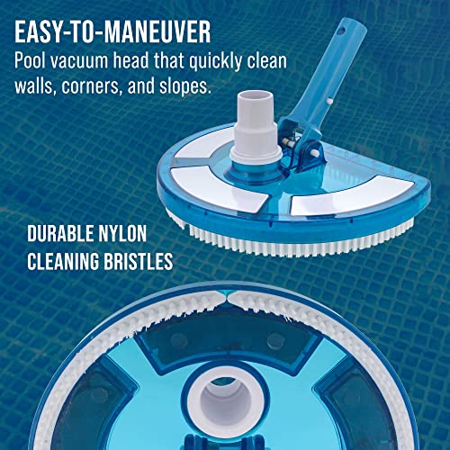 U.S. Pool Supply Weighted Pool Vacuum Head, Transparent Curved Half Moon Body - Swivel Connection, Pole Handle - for Above Ground & Inground Swimming Pools β Vinyl Liner Floor, Wall, Corner Cleaner